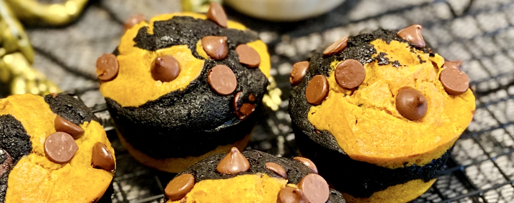 Double Chocolate Pumpkin Spice Muffins | Halloween - Baking with Nessa