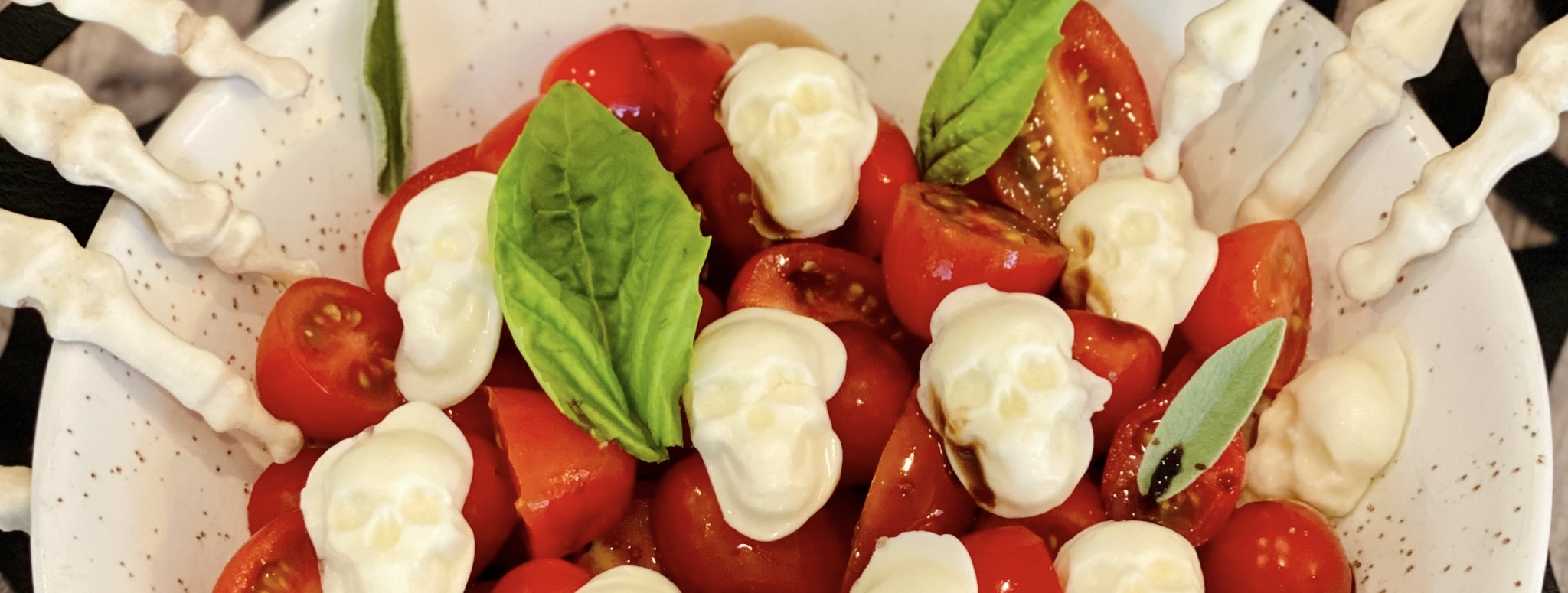 Spooky Skeletons Caprese Salad | Halloween - Baking with Nessa