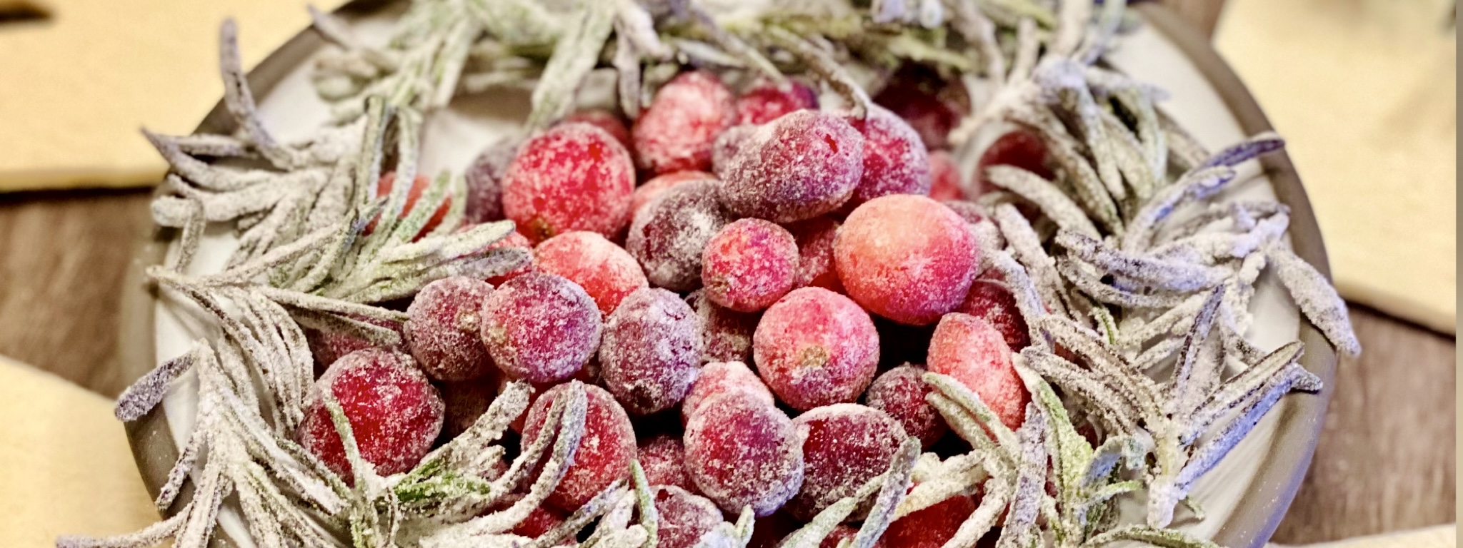 Sugared Cranberries and Rosemary | A Christmas Garnish - Baking with Nessa