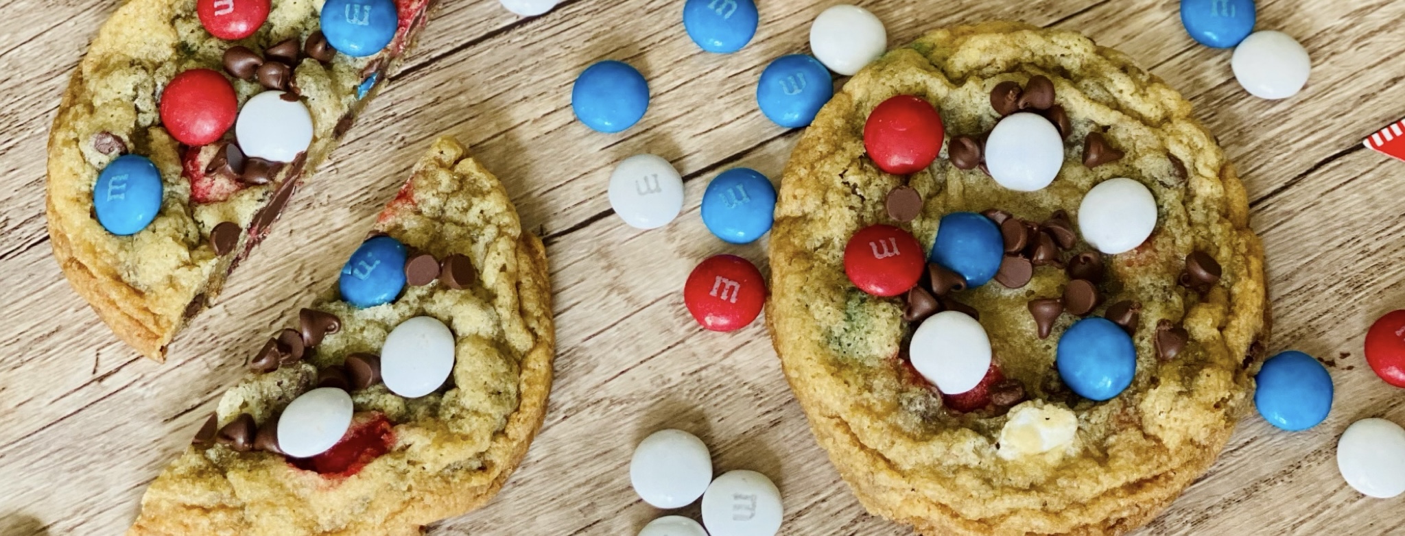 Patriotic Chocolate Chip M&Ms Cookies - Baking with Nessa